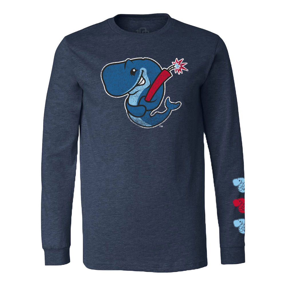 Eugene Emeralds Exploding Whales 108 Stitches Navy Blue Long-Sleeve T-